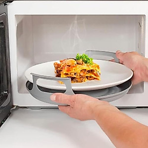 2 Pack Microwave cool plate and spillover caddy with handles. For bowls, plates and microwave meals. BPA free