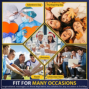 Yinkin 16 Pcs Motivational Keychains Bulk Thank You Keychains with Inspirational Quotes Team Gifts, Christmas Appreciation Gifts for Staff, Friend Teacher, Coworkers and Employees Team