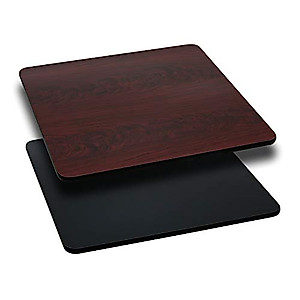 Flash Furniture 3 Pack 24'' Square Table Top with Black or Mahogany Reversible Laminate Top
