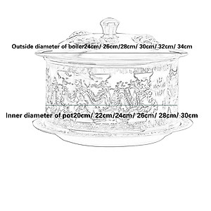 Chafing Dishes China Mongolian Multi-person Hot Pot, Pure Copper Concentrated Beijing Meat Hot Pot, Environmentally Friendly And Hygienic, Suitable For Family Dinner (Color : Brass, Size : 20cm)