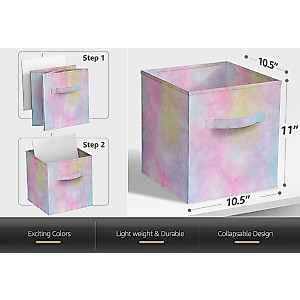 Sorbus Fabric Storage Cubes - 6 Foldable Tie Dye Storage Bins for Organizing Cubbies, Toy Box - Clothes Storage & Closet Organizer - 11 Inch Collapsible Cube Baskets for Shelves with Handle (Tie Dye)