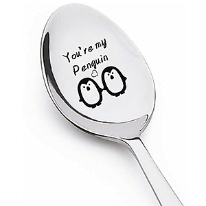 Anniversary Christmas Gift Spoon for Couple Gifts for Boyfriend Girlfriend You Are My Penguin Gifts Spoons for Husband Wife Penguin Birthday Gifts for Him Her Coffee Spoon