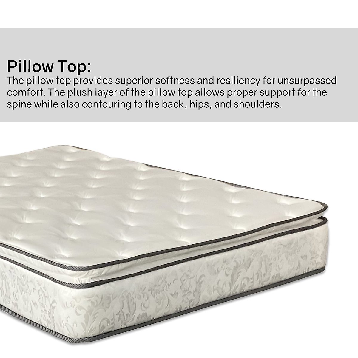 Mattress Solution 10-Inch Medium Plush Pillowtop Innerspring Fully Assembled Mattress And 8" Wood Box Spring/Foundation Set With Frame, Full