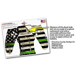 WraptorSkinz Skin Wrap compatible with Sony PS5 DualSense Controller Painted Faded and Cracked Green Line USA American Flag (CONTROLLER NOT INCLUDED)