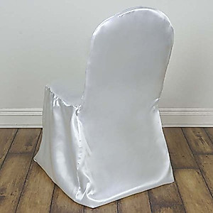 TABLECLOTHSFACTORY Ivory Satin Banquet Chair Covers-Pack of 5