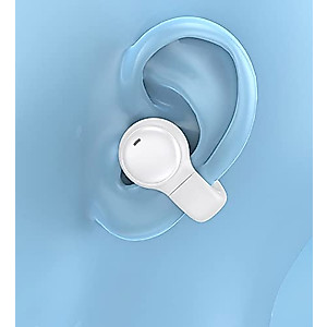 TWS Bluetooth 5.3 Earphones Wireless Headphones Ear Hook HiFi Stereo with Mic Sports Waterproof Headsets Earbuds Noise Reduction (White)