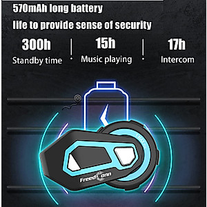 FreedConn T-MAX Motorcycle Helmet Bluetooth Intercom Headset Communication Systems Kit, Full Duplex 6 Riders Group Helmet Intercom/FM Radio/Voice Prompt/MP3/GPS Connective/Range 1000m / Waterproof