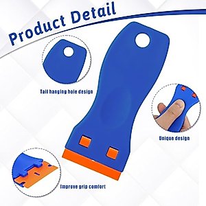 Plastic Scraper Portable Cleaning Scraper Replacement Window Scraper Scraper Tool with 10 Pcs Scraper Blades and 3 Pcs Double-Head Non Scratch Scraper for Sticker Labels Decals Cleaning