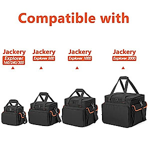 Trunab Carrying Case Compatible with Jackery Portable Power Station Explorer 160/240/300, Storage Bag with Waterproof Bottom and Front Pockets for Charging Cable and Accessories
