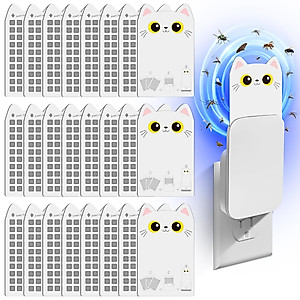 Qualirey 25 Pack Flying Insect Trap Refill Fly Traps, Insect Trap Glue Board Refills, Replacement Sticky Glue Cards for Insect Bug Mosquito Gnat Fruit Fly Trap Indoors (Cat Shape)