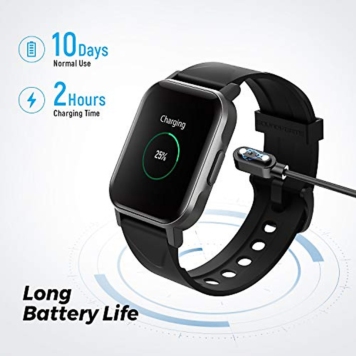 SoundPEATS Smart Watch Fitness Tracker with All Day Heart Rate Monitor Sleep Quality Tracker IP68 Waterproof 1.4" Large Touch Screen Call & Message Reminder 12 Sports Modes for iPhone Android Phones