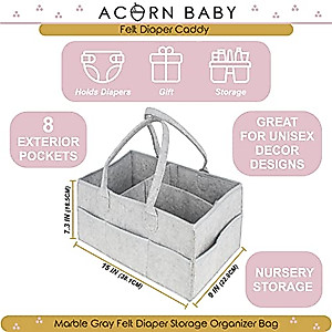 Acorn Baby Diaper Organizer Caddy Bag - Large Felt 15x9in Car and Nursery Organizer and Baby Diaper Caddy Organizer