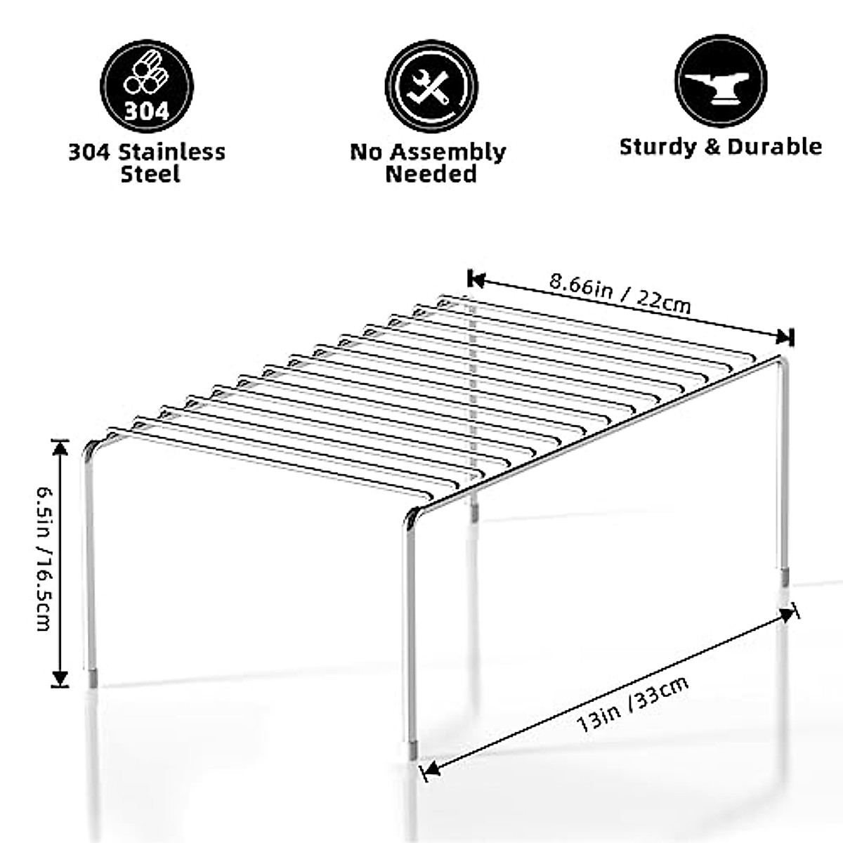 Joy Aid Cabinet Shelf Organizers 2 Pack, 13"Lx8.5"Wx6.5"H Kitchen Countertop Shelves Risers, Kitchen Shelf Rack For Pantry, Garage, Desktop, Refrigerator, Bathroom Organization And Storage