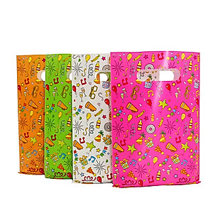 Wowfit 40 CT Party Bags – Assorted Party Favor Bags – 40 Goodie Bags in 4 Colors – Perfect for Birthdays, New Years, Graduations, Anniversaries, and More – 6.8 x 10 Inch Birthday Bags