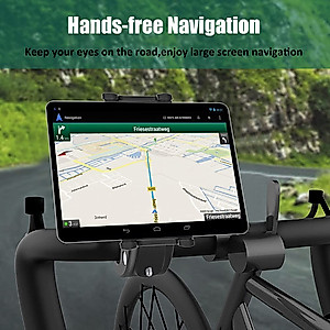 Cuxwill Spin Bike Tablet Mount for 4-13" Tablet & Smartphone, Portable Bicycle Holder Clamp for Indoor Gym Treadmill, Spinning, Elliptical, Stationary Bike, Golf Cart, for iPad Pro Mini Air, iPhone