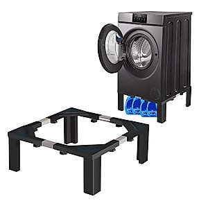 Zsytbyyds Full Size Heavy-Duty All Steel Laundry Pedestal Height 12 Inch Washing Machine Stand Universal Washer and Dryer Pedestal Adjustable Refrigerator Stand(Black)