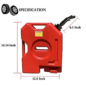 TARKII 2-Gallon Gasoline Container, Red Fuel Can for Vehicles,Portable Gas Tank with 2G Capacity