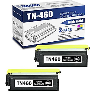 TN460 Compatible TN-460 Black High Yield Toner Cartridge Replacement for Brother TN-460 DCP-1200 HL-1230 HL-1240 MFC-8300 IntelliFax-4100e Toner.(2 Pack)