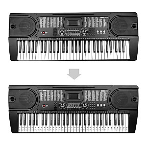 Piano Stickers for Keys, Eison Full Set Piano Keyboard Stickers for 88/61/54/49/37 Keys Removable with Numbers, Leaves No Residue, Color Black,Great Children's Gift