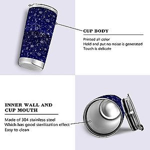 Jihqo Dreamy Winter Snowflake Tumbler with Lid and Straw, Insulated Stainless Steel Tumbler Cup, Double Walled Travel Coffee Mug Thermal Vacuum Cups for Hot & Cold Drinks 20oz