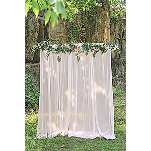 Lookein Blush Wedding Backdrop Wrinkle-Free White Sheer Backdrop Curtains 10ft x 10ft Chiffon Fabric Drapes for Wedding Ceremony Arch Party Stage Decoration