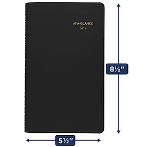 AT-A-GLANCE 2024 Weekly Appointment Book Planner, 5" x 8", Small, 13 Months, Black (701000524)