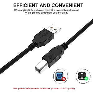 USB Printer Cable Cord to Computer Compatible with HP OfficeJet Pro 9025 9015 8740 8210 8020 8025 8035 7740 7110 6230 5740 5255 4650 4630 3830 250 200, Canon, Dell, Epson, Lexmark, Xerox, Samsung(5FT)