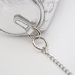 Evening Clutch Bag Shine Bright Metallic PU Crossbody Pleated Bag for Bridal Wedding Birthday Prom Party (Silver)