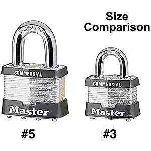 Master Lock Padlock - 2" W Body x 1" L Shackle, Ten (10) Keyed Alike Locks 5 NKA-10 w/Bump Stop Technology
