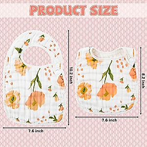 Zainpe 6Pcs Snap Muslin Cotton Bibs for Baby Flamingo Star Flower Bib Machine Washable Adjustable Burp Cloths with 6 Absorbent Soft Layers for Infant Newborn Toddler Drooling Feeding and Teething
