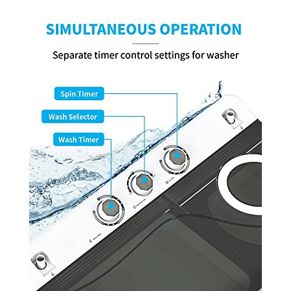 Bonnlo 26lbs Portable Washing Machine, Compact Mini Washer, Twin Tub Washer and Dryer Combo; 18LBS Washer & 8LBS Spin Dryer for Apartment, Dorms, RVs, Camping and More (Grey)