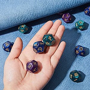 4 Set Tarot Cards Dice 12-Sided D12 Astrological Dice Resin Pearl Constellation Sign Dice for Astro Divination Gaming Accessories