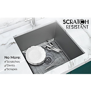 HW-Kitchen 24" x 12" Sink Protector for Kitchen Sink - Stainless Steel Kitchen Sink Rack for Bottom for Sink - Sink Mat - Sink Drying Rack - Kitchen sink protector - Farm Sink Rack for Bottom of Sink