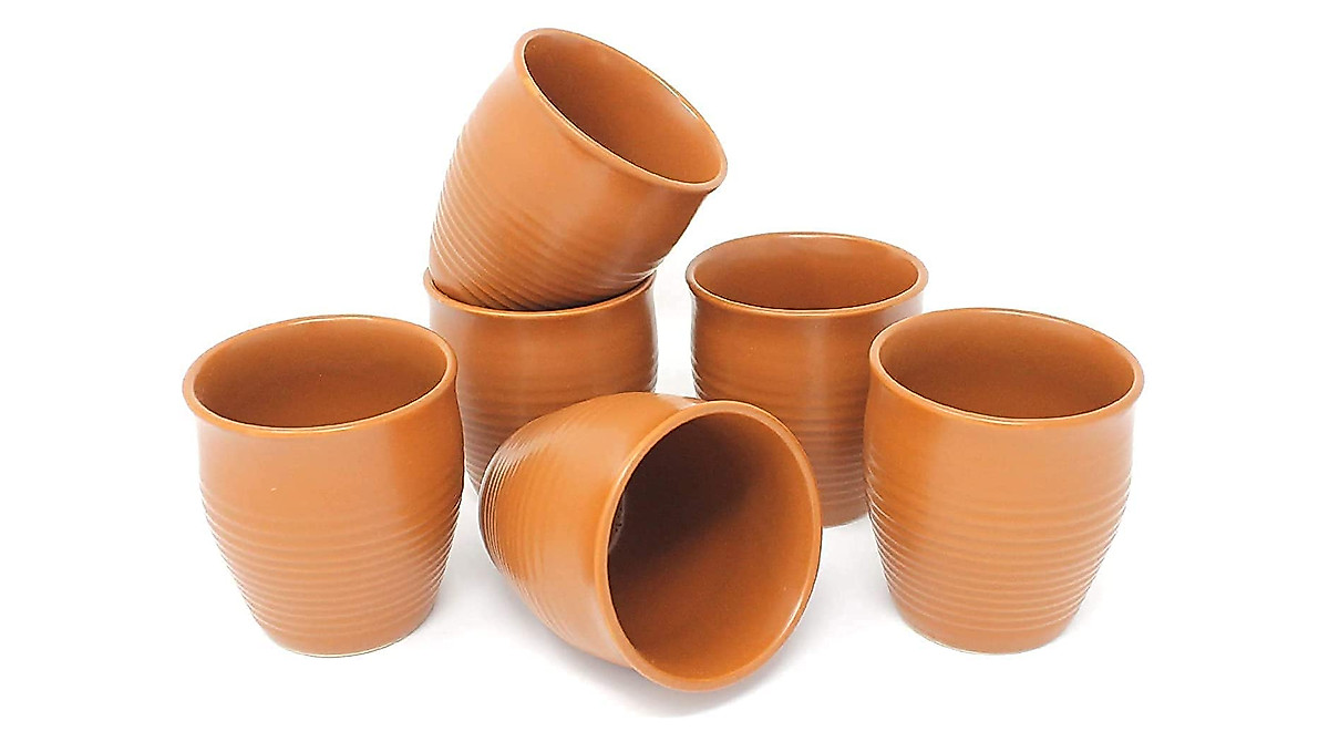 ADHAATA Ceramic Kulhar Cups Set of 6 - Indian Chai Style