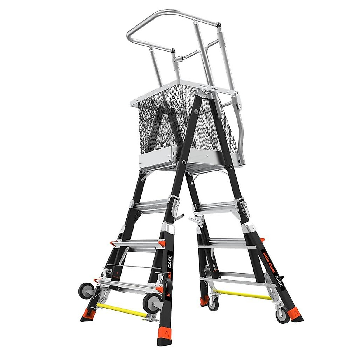 Little Giant, 18503-240, Adj. Cage Platform Ladder, 5 Ft., Fbrglss