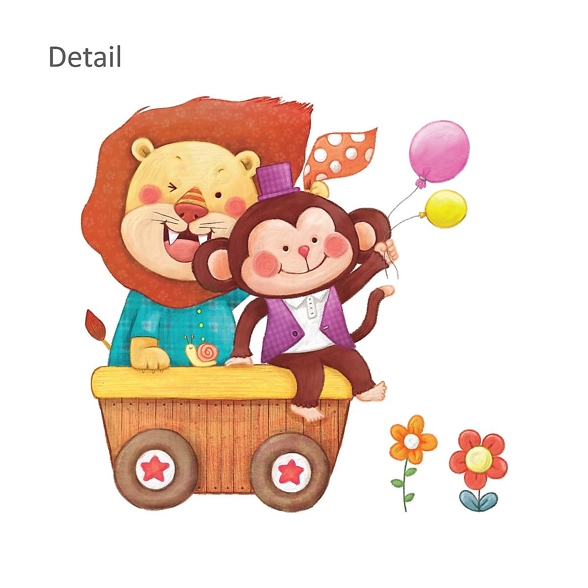 DECOWALL DA4-1406 Animal Train and Hot Air Balloons Kids Wall Stickers Wall Decals Peel and Stick Removable Wall Stickers for Kids Nursery Bedroom Living Room décor