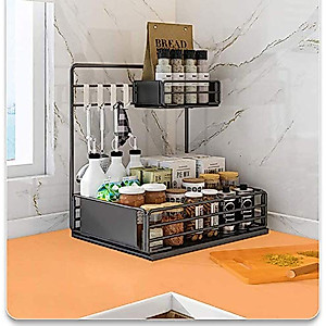 YUEGOO Kitchen Sinks Solid Under Sink Storage Kitchen Shelf,Multifunctional Storage Shelf,Removable Drawer Shelf,for Kitchen,Bathroom,Under Sink Rack Shelf/White+black/41 * 23.5 * 43cm