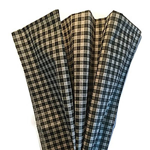 Rustic Pearl Collection Printed Tissue Paper for Gift Wrapping with Design (Tan and Black Gingham), 24 Large Sheets (20x30)