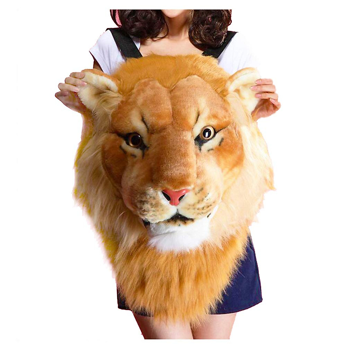 WYIKE Domineering 3D Animal Head Backpack Bengal Tiger Head Backpack/Lion Head Backpack and Wall Mount (Large, Lion)