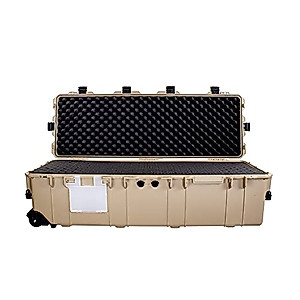 Eylar XXL 44 Inch Deep Heavy Transport Roller Gear, Camera, Tools, Equipment Hard Case Waterproof w/Foam Black (Tan)