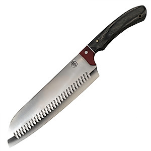 Prince of Scots Double Bevel Santuko Knife 7 inch, Charcoal Pakkawood Quad Tang Blade