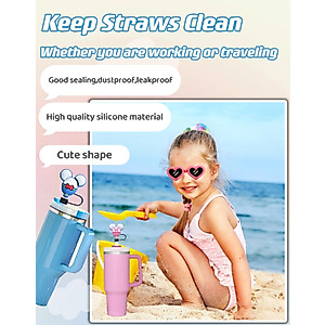 10PCS Funny Straw Cover Cap Compatible with Stanley for 30&40 Oz Cup 10 mm Drinking Straw Topper, Reusable Silicone Straw Covers, Cute Trumbler Cup Accessories (Mouse-1)