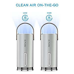 AirKitty Car Air Purifier, 3 in 1 Air Purifiers of UVC Light, Plasma Generator, Aviation Aluminum Enclosure,Siutable for Car, Office, Desktop, Small Room and Travel (Silver)