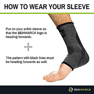 Benmarck Achilles Tendon Support Brace, Plantar Fasciitis Sock, Ankle Compression Sleeve For Running, Tendonitis and Flat Feet Relief (Gray Black, Unisize)