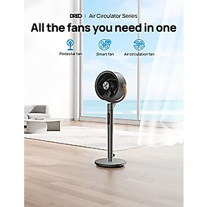 Dreo Pedestal Fan with Remote, PolyFan 513S, 43'' Quiet Standing Fan for Home Bedroom, 120°+105° Smart Oscillating Floor Fans with Wi-Fi/Voice Control, Works with Alexa/Google, 6 Modes, 8 Speeds