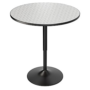 Magshion 31.5" Round Bar Table 27.5"- 36" Height Adjustable Pub Table with Enlarge Base for Living Room Patio Bistro, Silver