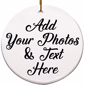 Custom Christmas Ornament, Personalized and Customizable Ornament Decorate The Christmas tree, Add Any Photo, Logo, Name, or Text, Pearlized Color Design Your Own Ornament - Circle Ornament