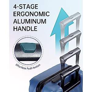 BAGSMART Carry On Luggage, 2 Piece Luggage Sets, PC Hardside Suitcase Airline Approved, 20 Inch Luggage with Spinner Wheels, Travel Luggage Hard Shell Suitcases Set with Duffle Bag for Men Women, Blue