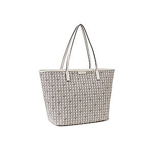 Tory Burch Women's Ever-Ready Tote, New Ivory, Off White, Print, Grey, One Size