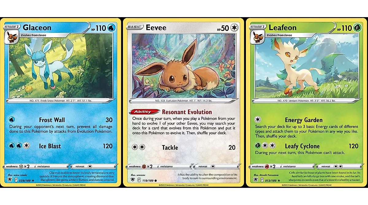 Rare Leafeon & Glaceon Evolution Card Lot - Pokemon
